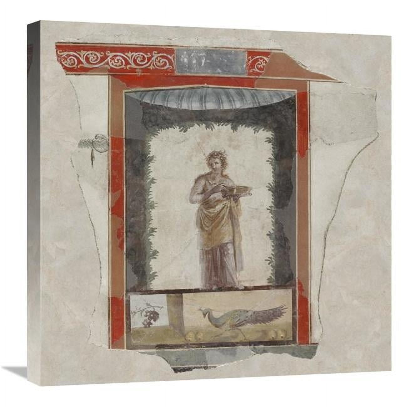 24 x 24 in. Fresco Depicting A Woman - Maenad Holding A Dish, Peacock ...