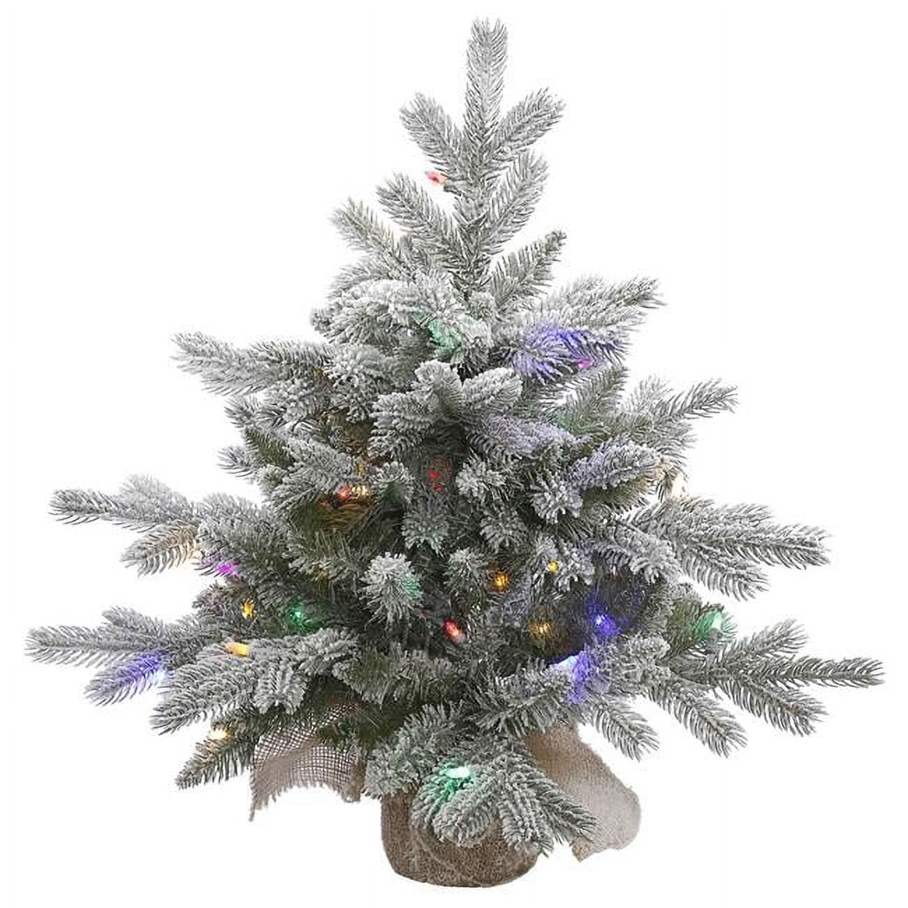 24 x 24 in. Frosted Sable Pine Artificial Christmas Tree with 50 Multi ...