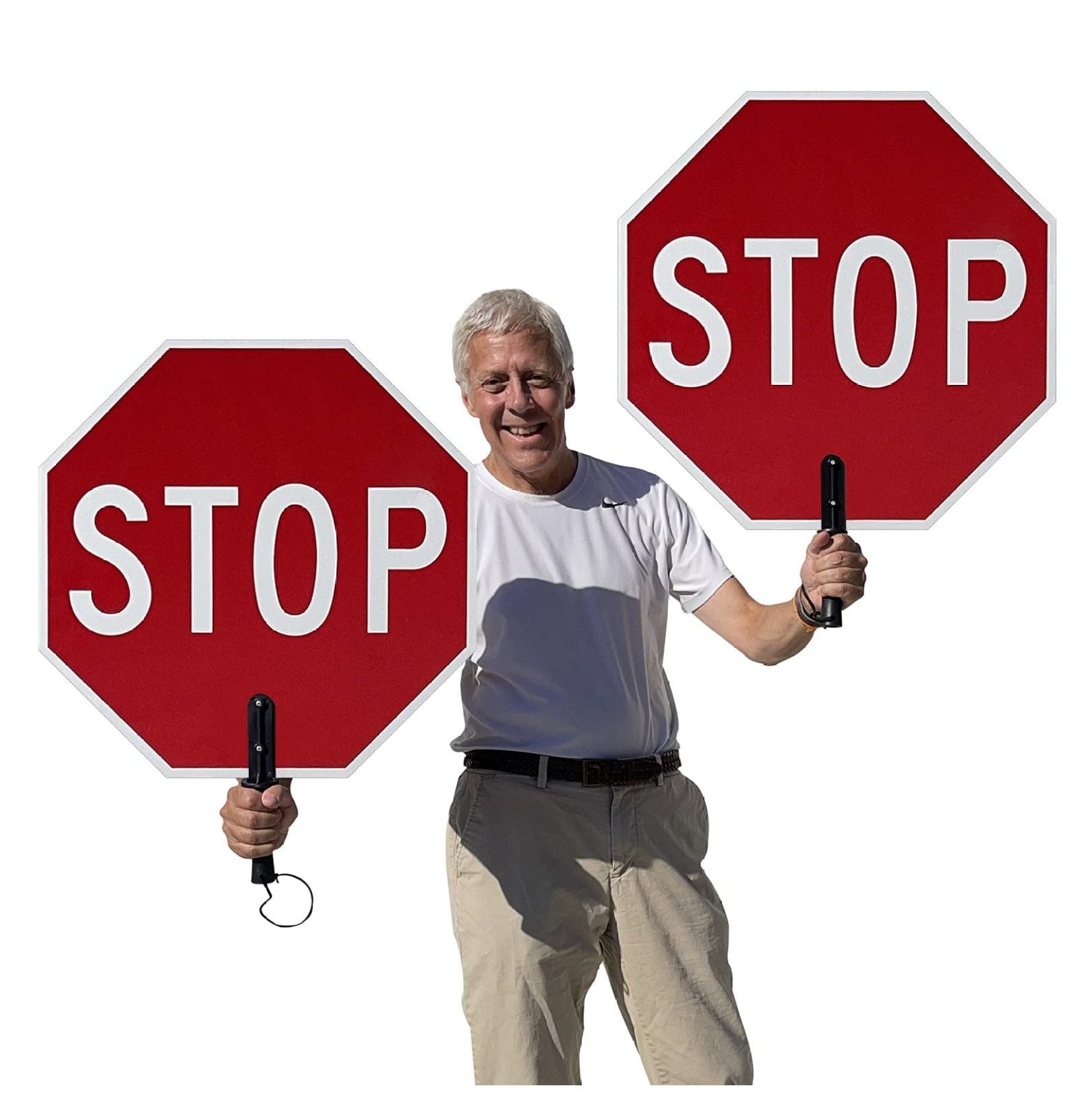 24 x 24 inch Handheld “STOP - STOP” Paddle Sign with Handle, Double ...