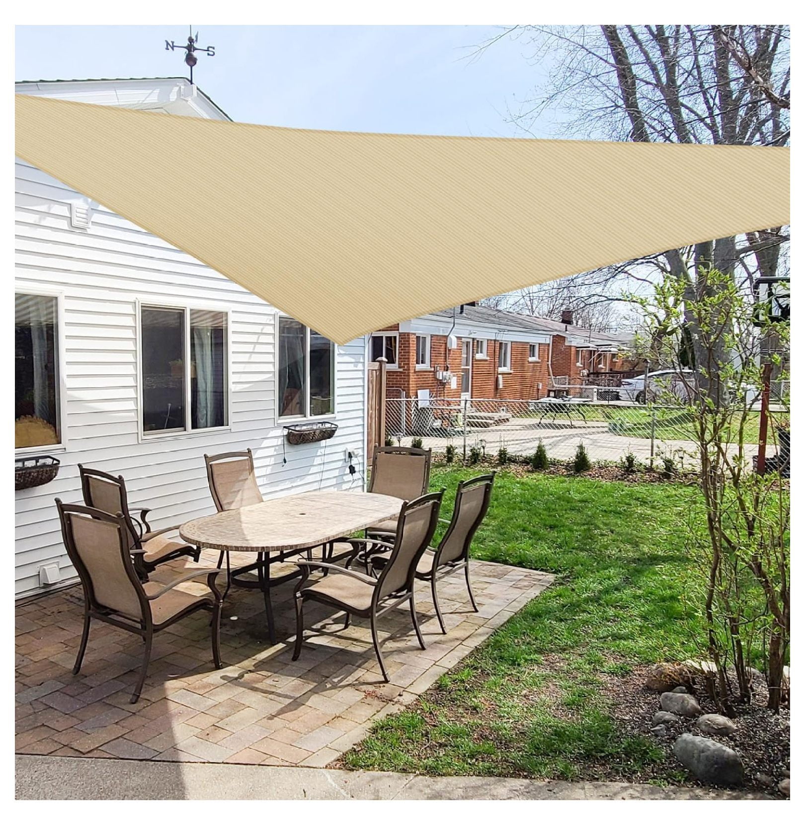 24' x 24' x 24' Sun Shade Sail Triangle Outdoor Canopy Cover UV Block ...