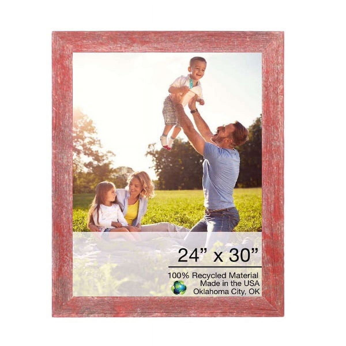 24" x 30" Rustic Farmhouse Red Wood Frame - Walmart.com