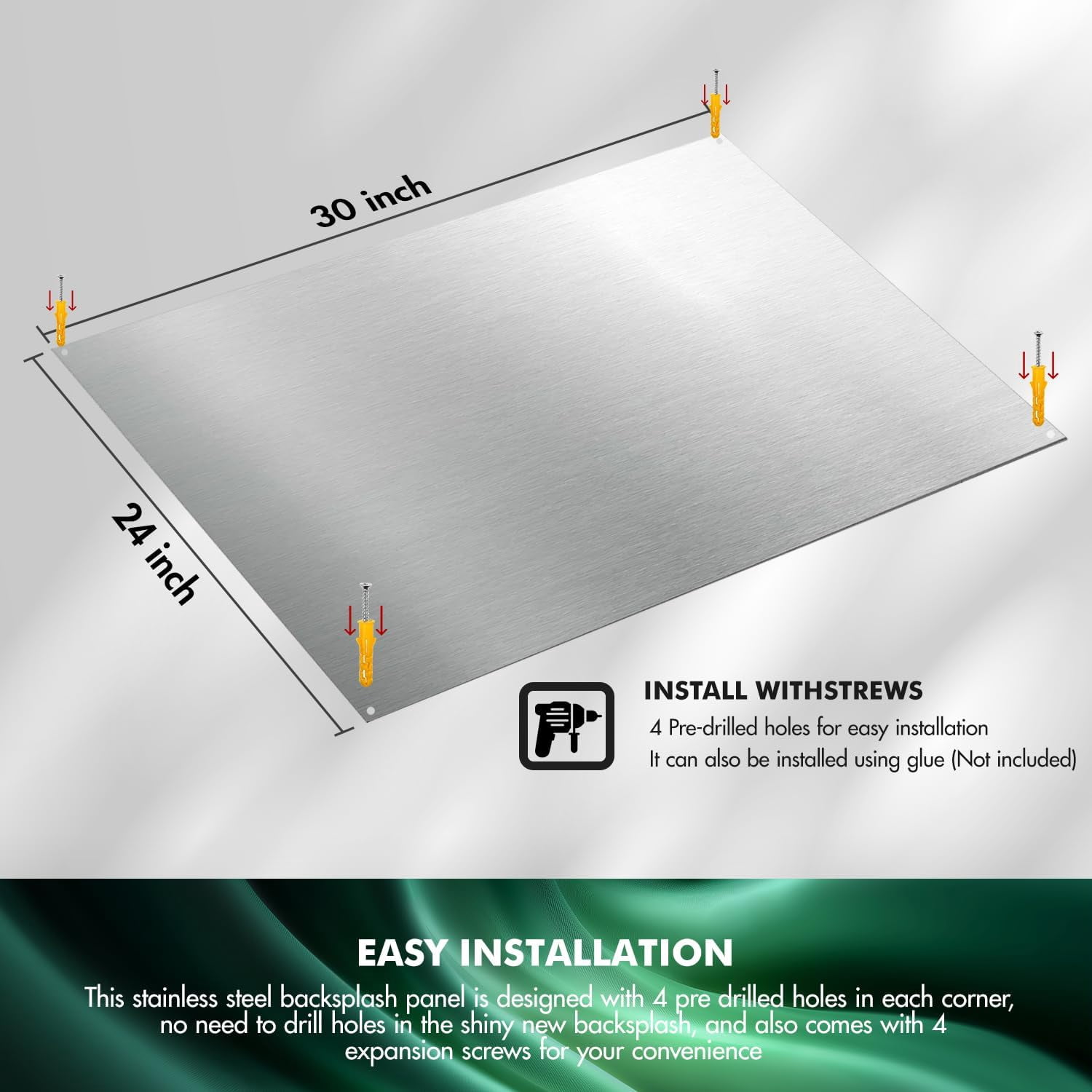 24" x 30" Stainless Steel Backsplash for Stove, Reversible Flat Metal ...