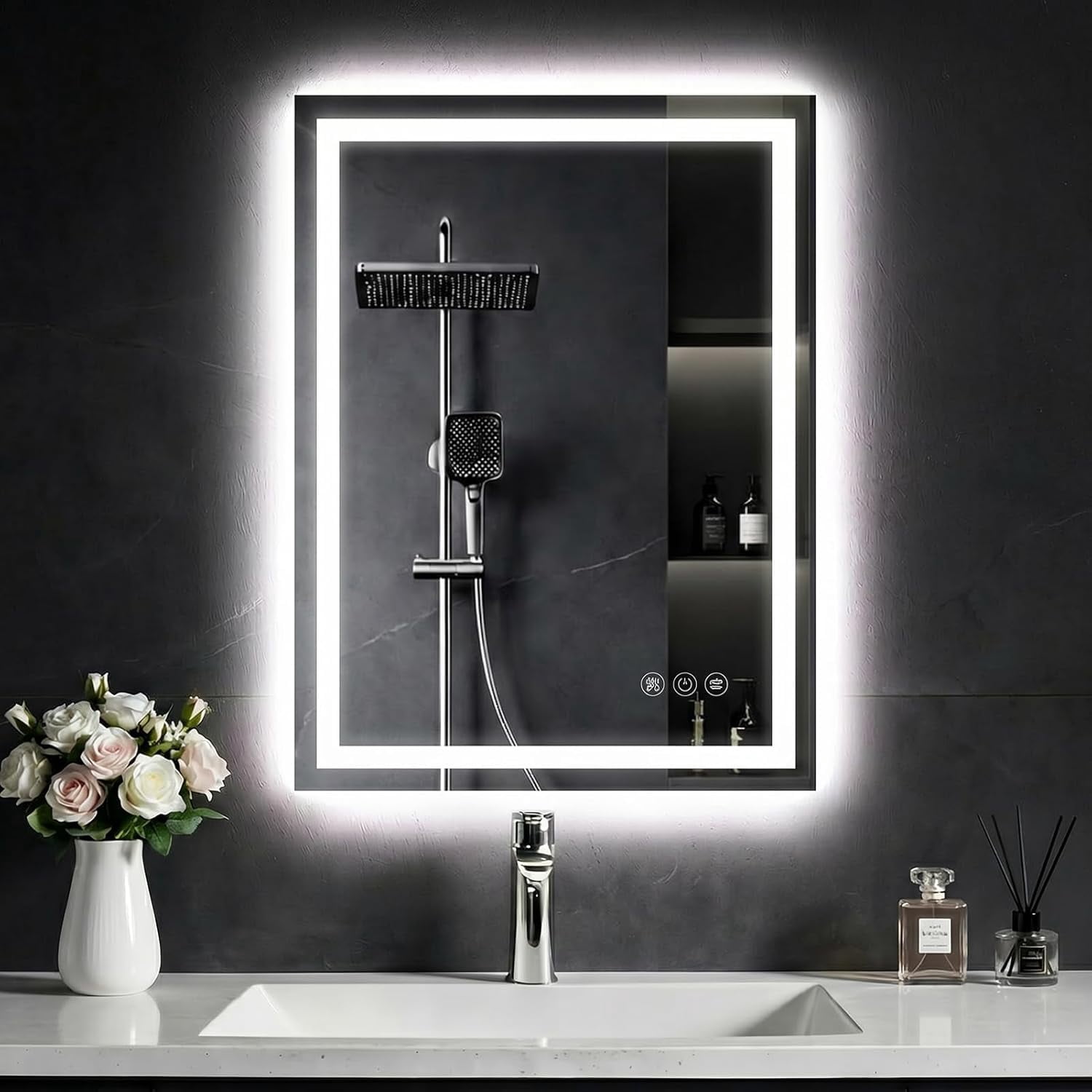 24"x 32" LED Bathroom Mirror with Light, Front and Backlit Controlled ...