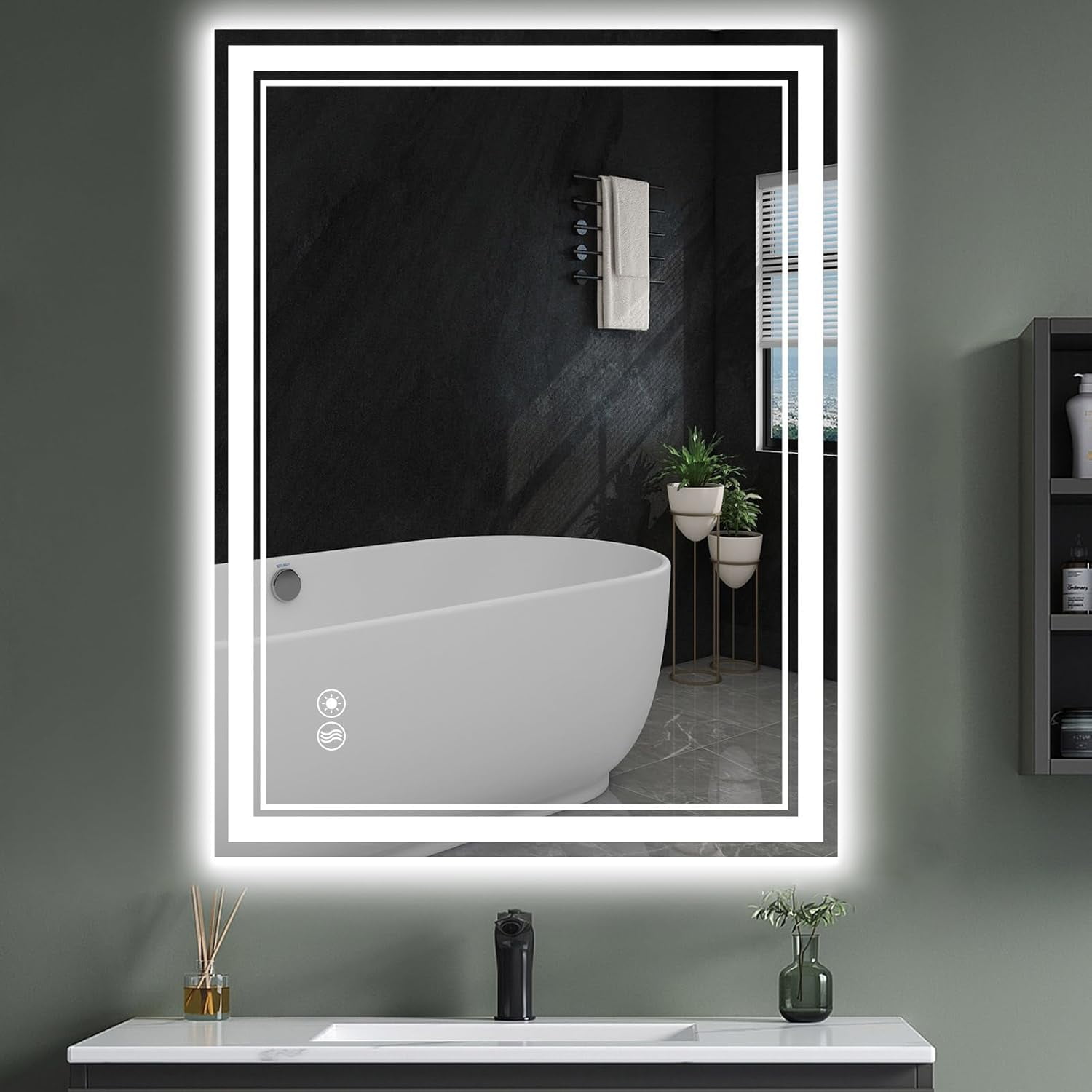 24 x 32'' LED Mirror for Bathroom Anti-Fog Lighted Mirrors for Bathroom ...