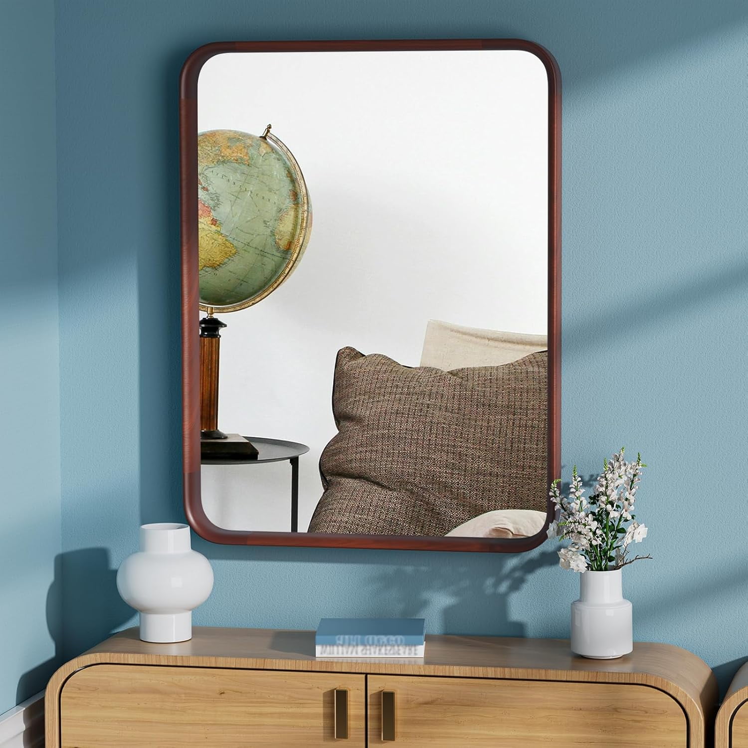 24"x 32" Wood Mirror, Rectangle Wood Wall Mirror, Deep Frame Vanity ...