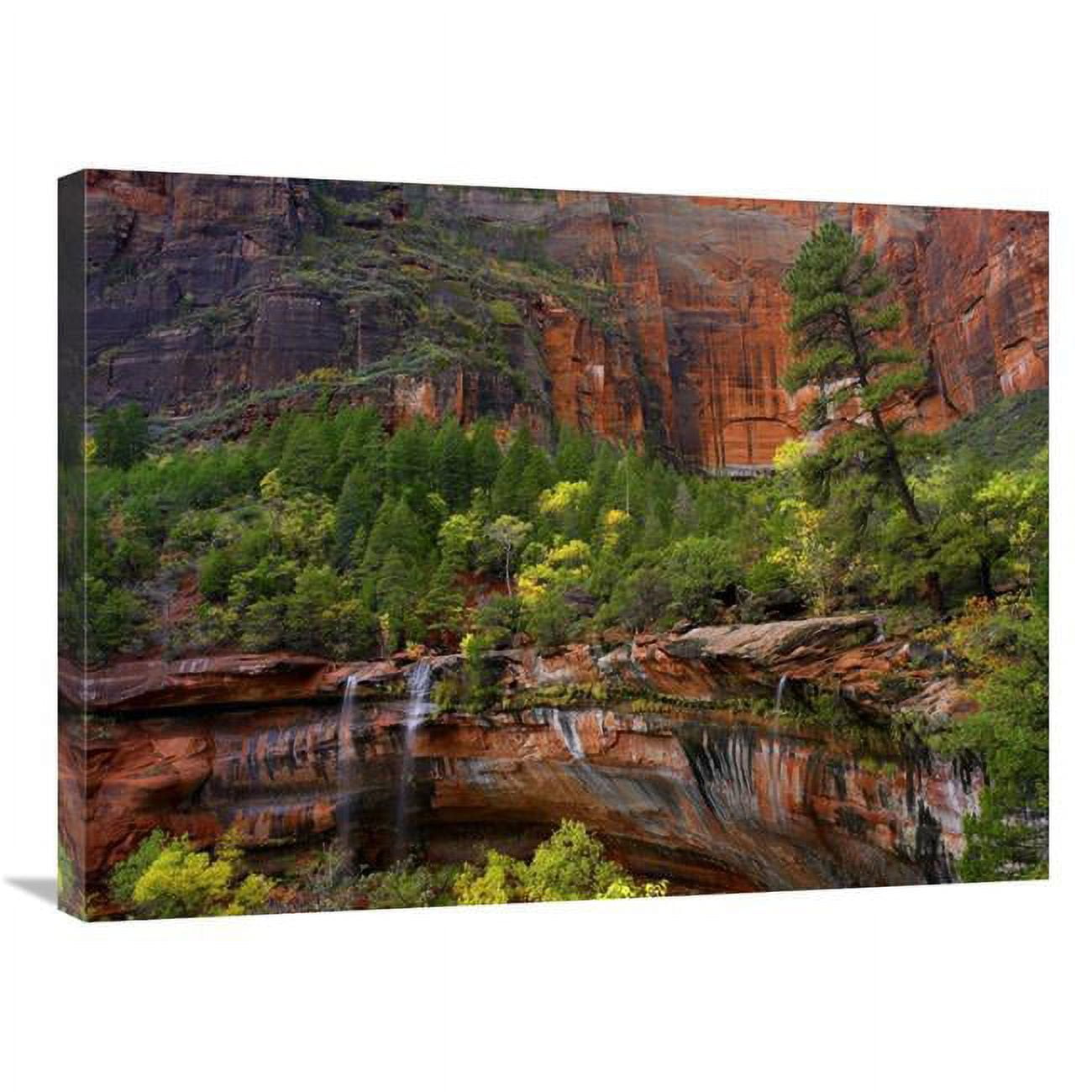 24 x 32 in. Cascades & Desert Varnish At Emerald Pools, Zion National Park, Utah Art Print - Tim ...