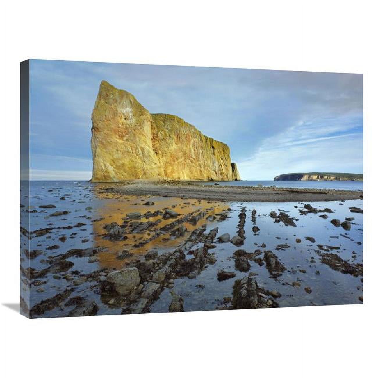 24 x 32 in. Coastline & Perce Rock, A Limestone Formation, at Low Tide ...