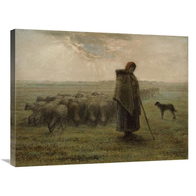 24 x 32 in. Shepherdess & Her Flock Art Print - Jean-Francois Millet - Walmart.com