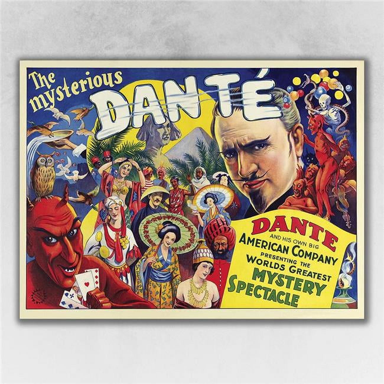 24 x 32 in. The Mysterious Dante Vintage Magic Poster Wall Art, Multi ...