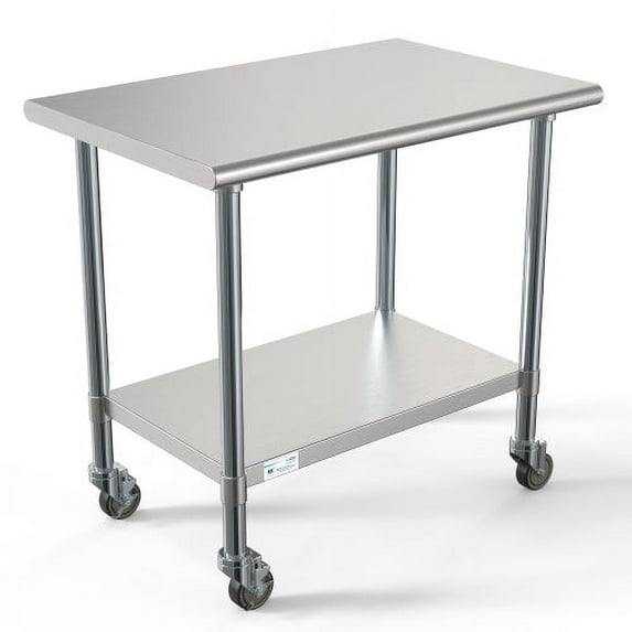 24" x 36" 18-Gauge 304 Stainless Steel Commercial Work Table with Casters, CT2436-18C. - Walmart.com