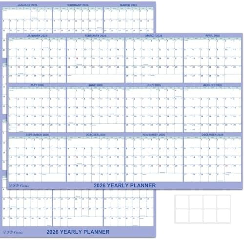24" x 36" 2026 Wall Calendar, Folded Wet & Dry Erase Wall Calendar 12 ...
