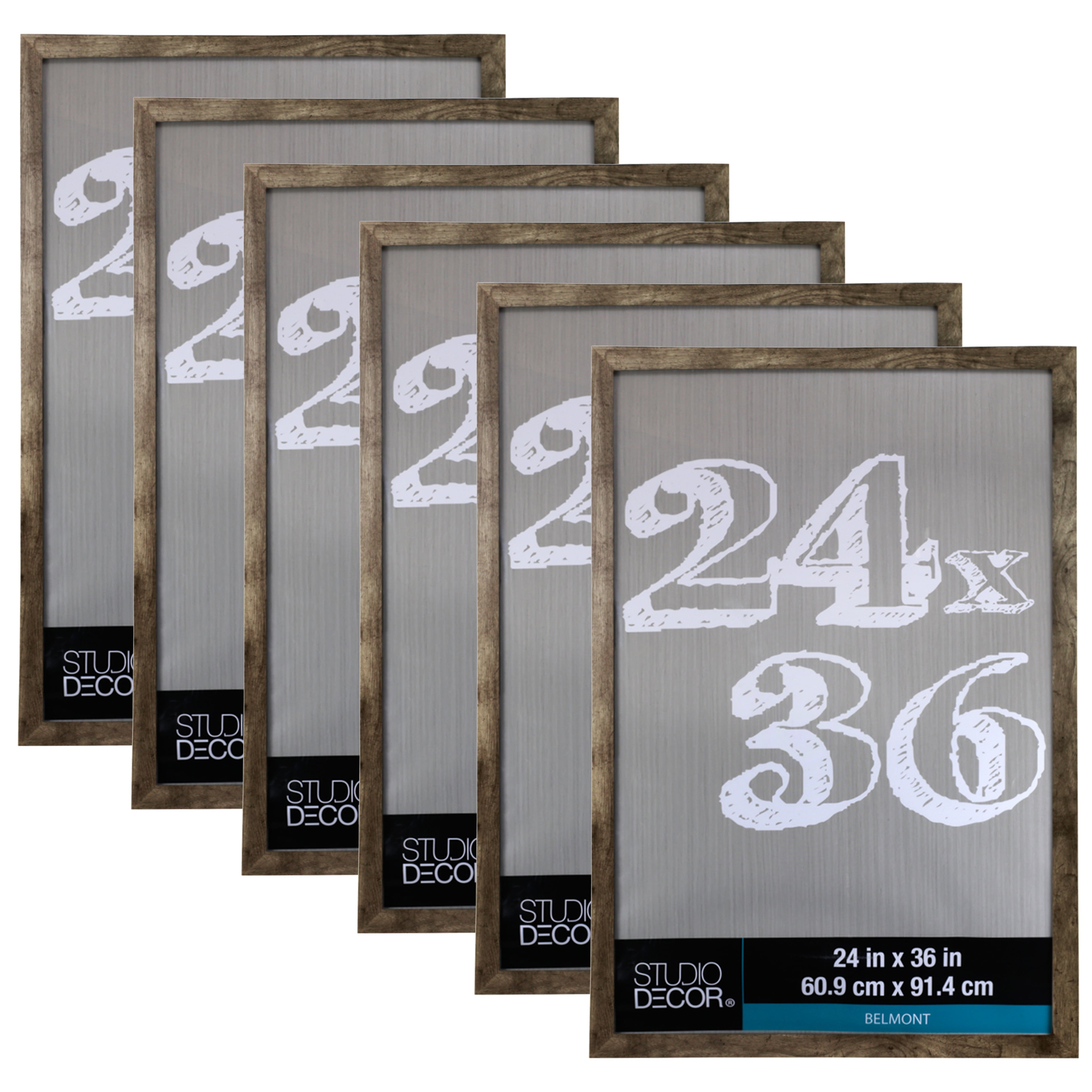 Studio Décor Belmont 24x36 Frame, Gray MDF, 6 Pack, Pre-attached ...