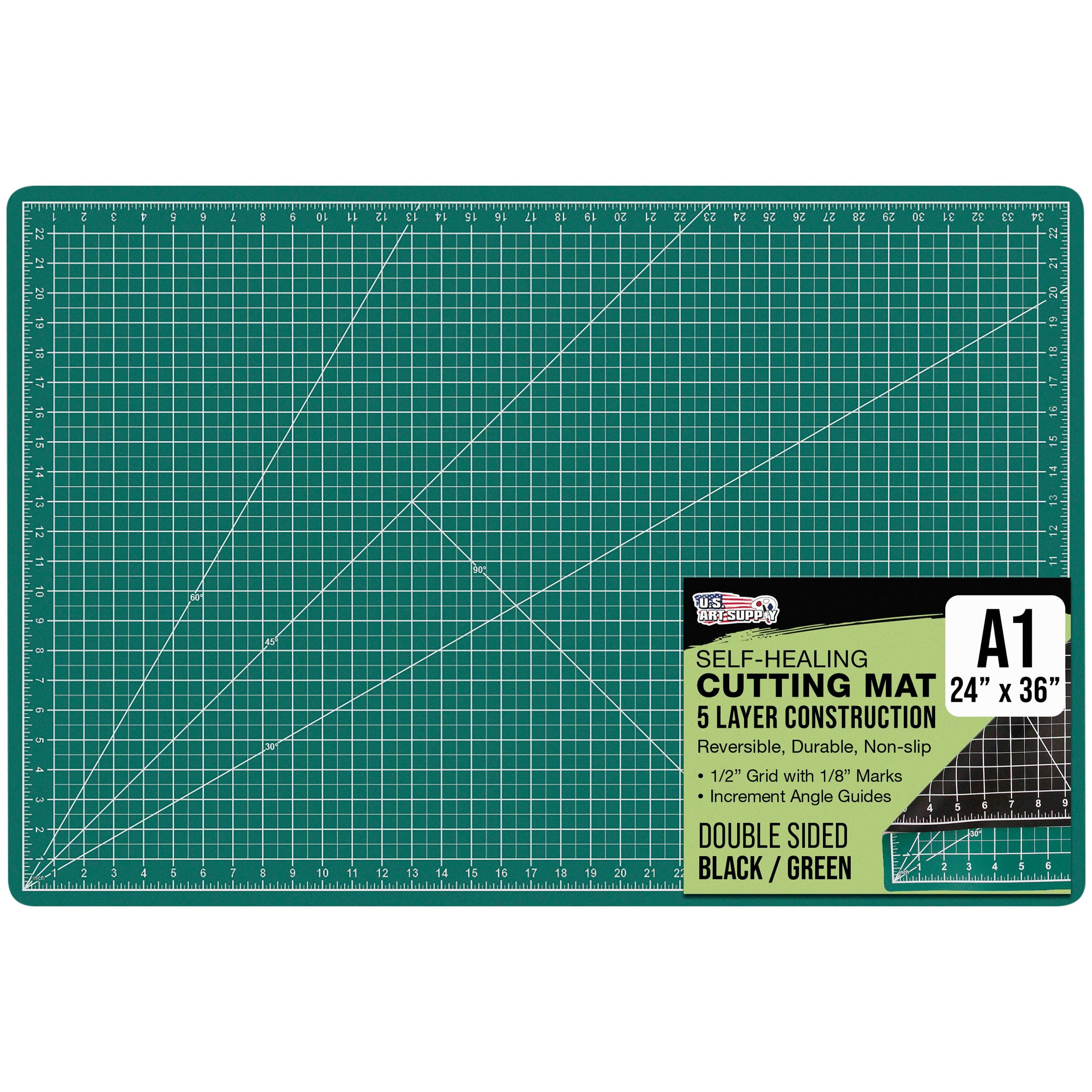 "24"" x 36"" Green/Black Non-Slip Craft Mat, Self Healing 5-Ply Double ...