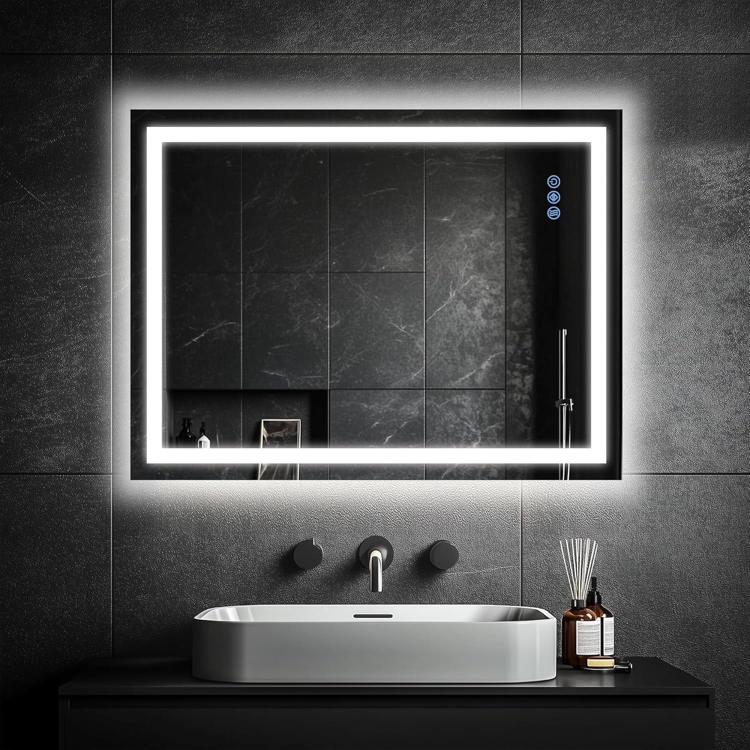 24"x 36" LED Bathroom Mirror with Lights, Anti-Fog, Dimmable, Lighted ...