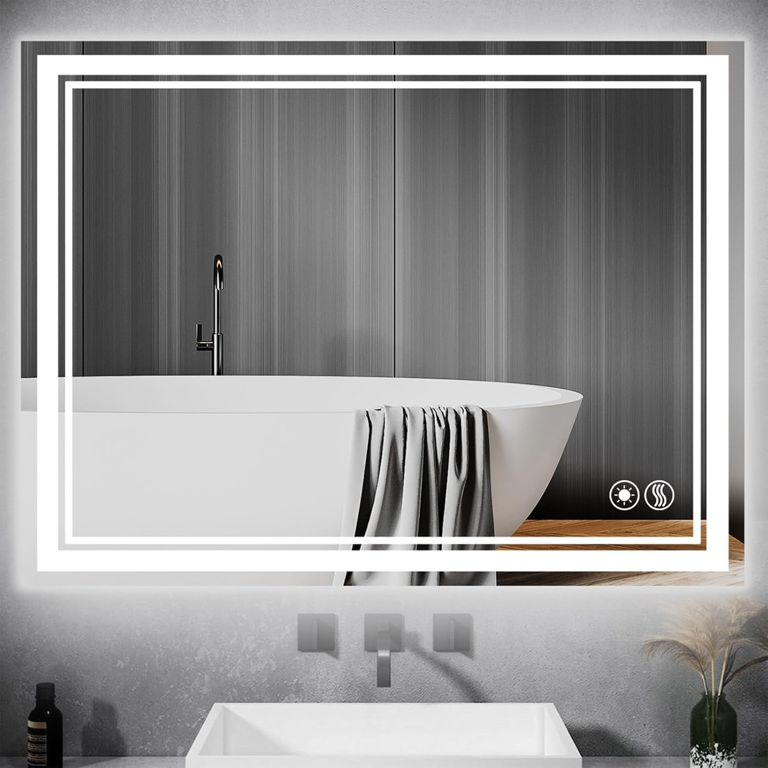 24“ x 36” LED Mirror for Bathroom Front and Backlit Anti-Fog Dimmable 3 ...