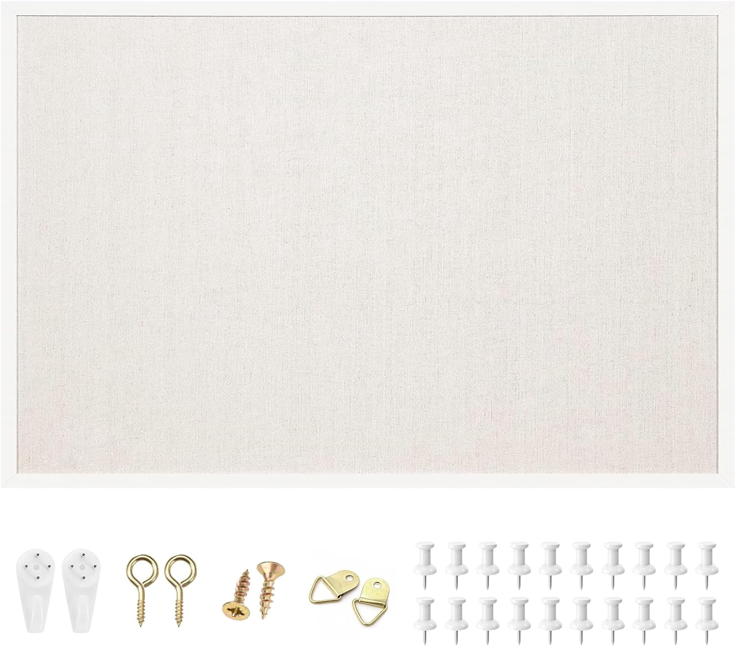 24'' x 36'' Linen Bulletin Board, White Framed Corkboard, White Oak ...