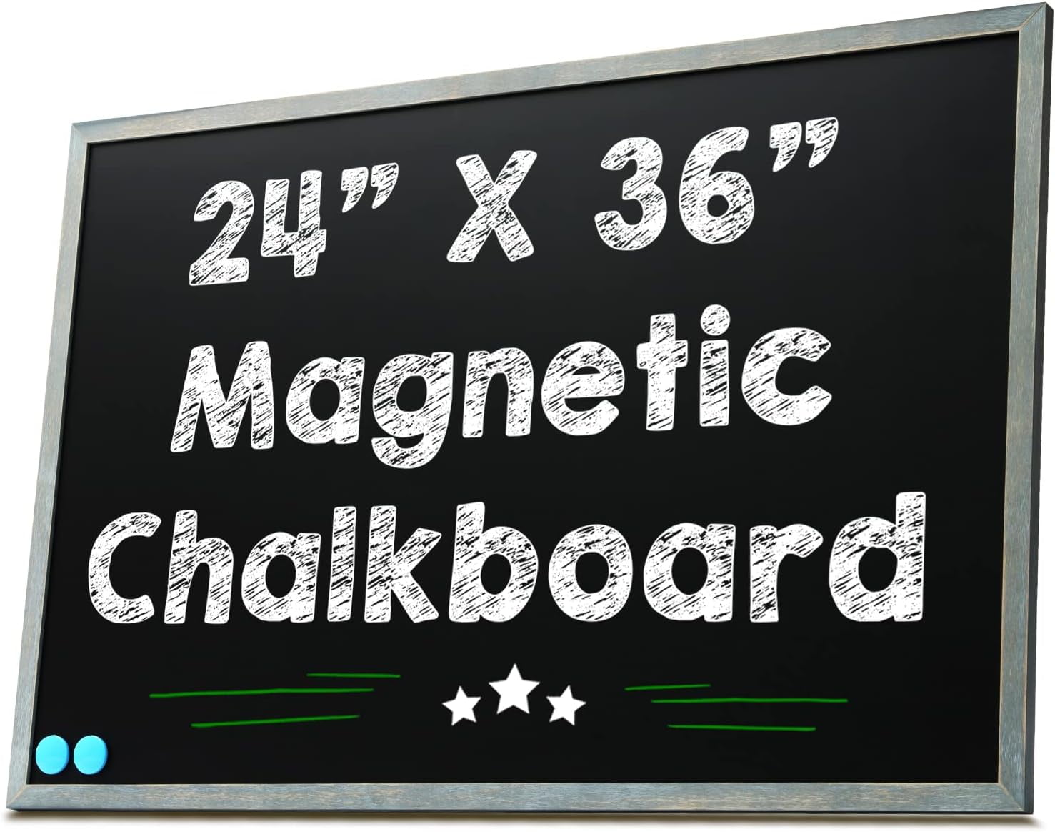 24 x 36 Magnetic Chalkboard Blackboard - Large Hanging Framed Wall ...