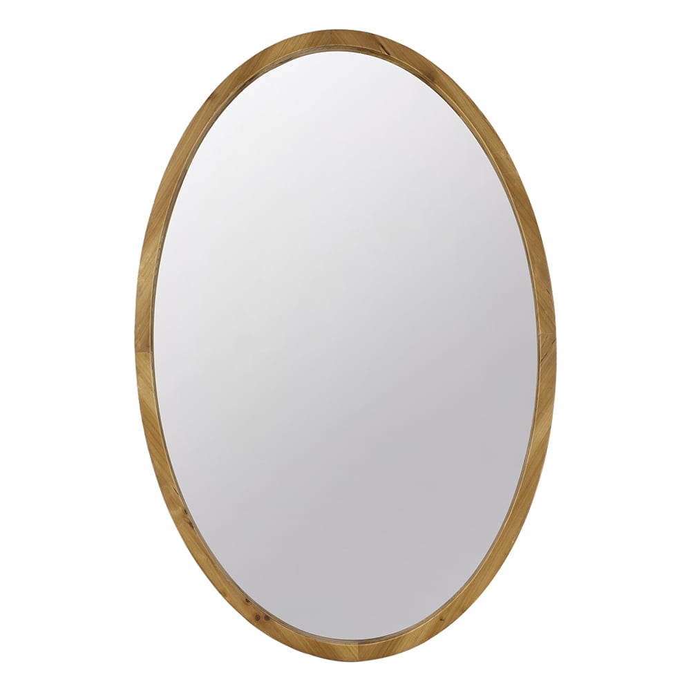 24" x 36" Oval Wall Mirror with Wood Frame, Farmhouse Wood Mirror for ...