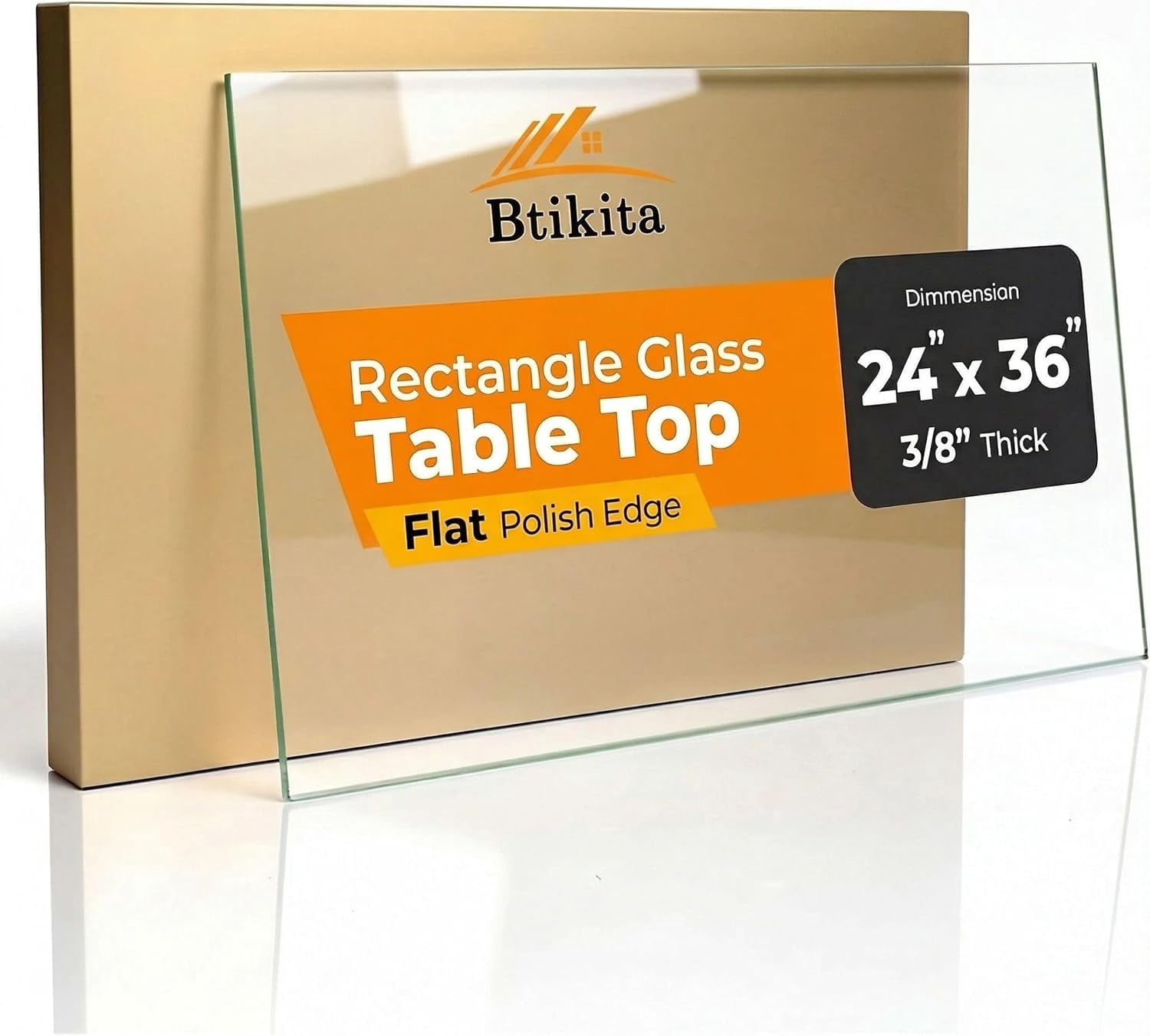 24" x 36" Tempered Glass Table Top Rectangle 0.31" Thick Flat Polished ...