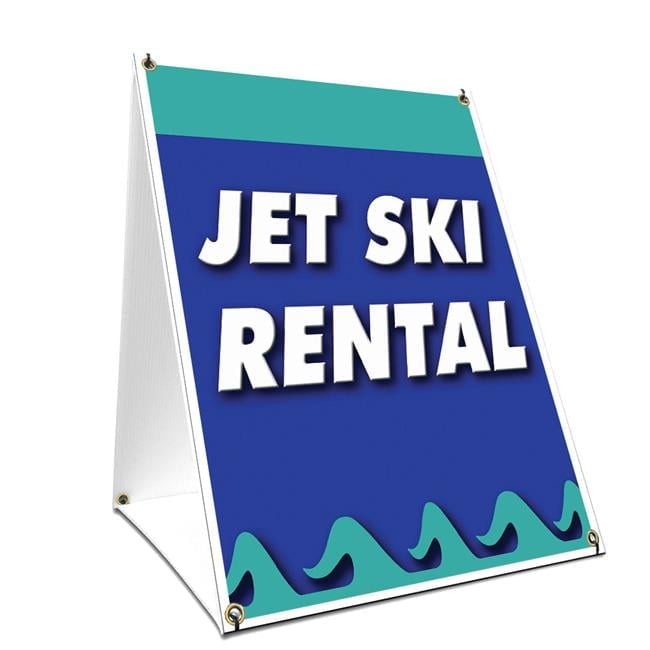 24 x 36 in. A-Frame Sidewalk Jet Ski Rental Sign with Graphics On Each ...