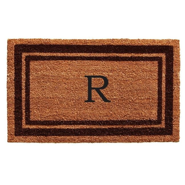 24 x 36 in. Brown Border Monogram Rectangular Doormat, Natural - Letter ...