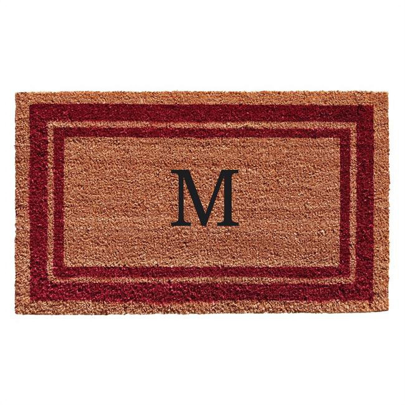 24 x 36 in. Burgundy Border Monogram Rectangular Doormat, Natural ...