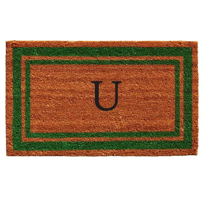 24 x 36 in. Green Border Monogram Rectangular Doormat, Natural - Letter ...