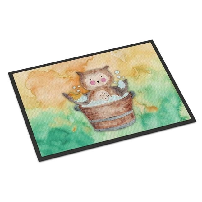 24 x 36 in. Owl Bathing Watercolor Indoor or Outdoor Mat - Walmart.com