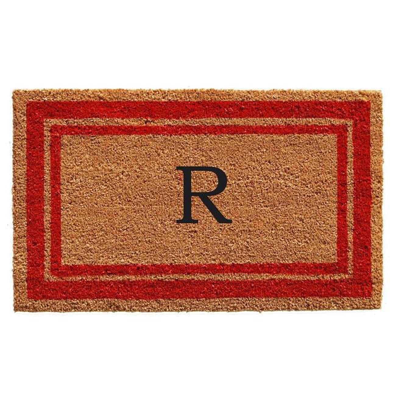 24 x 36 in. Red Border Monogram Rectangular Doormat, Natural - Letter R ...