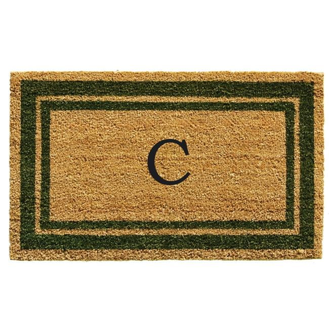 24 x 36 in. Sage Green Border Monogram Rectangular Doormat, Natural ...