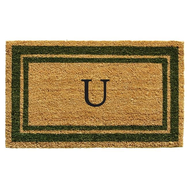 24 x 36 in. Sage Green Border Monogram Rectangular Doormat, Natural ...