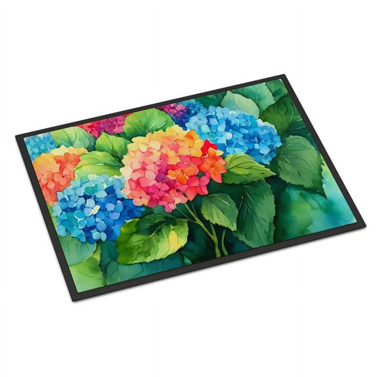 24 x 36 in. Unisex Hydrangeas in Watercolor Indoor or Outdoor Mat ...