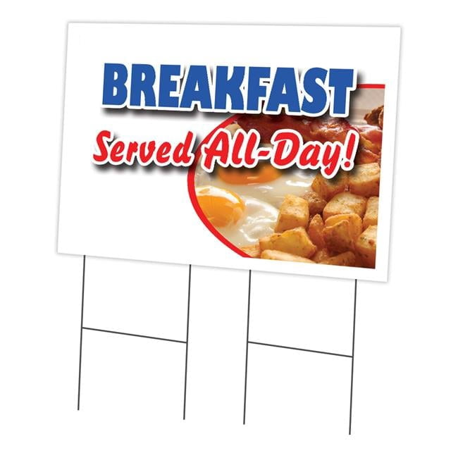 24 x 36 in. Yard Sign & Stake - Breakfast Served All Day - Walmart.com