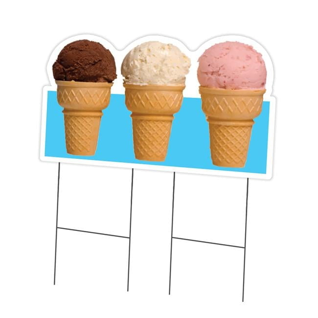 24 x 36 in. Yard Sign & Stake - Three Ice Cream Cones - Walmart.com