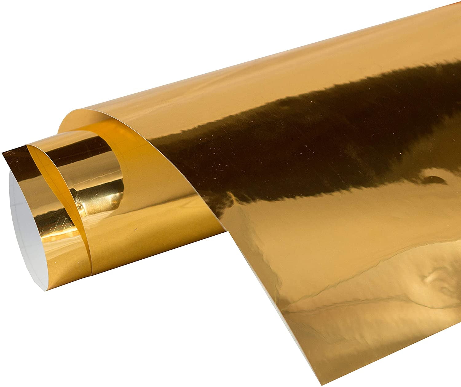 24" x 40 ft Roll of GOLD(CHROME MIRROR) Repositionable Adhesive-Backed ...