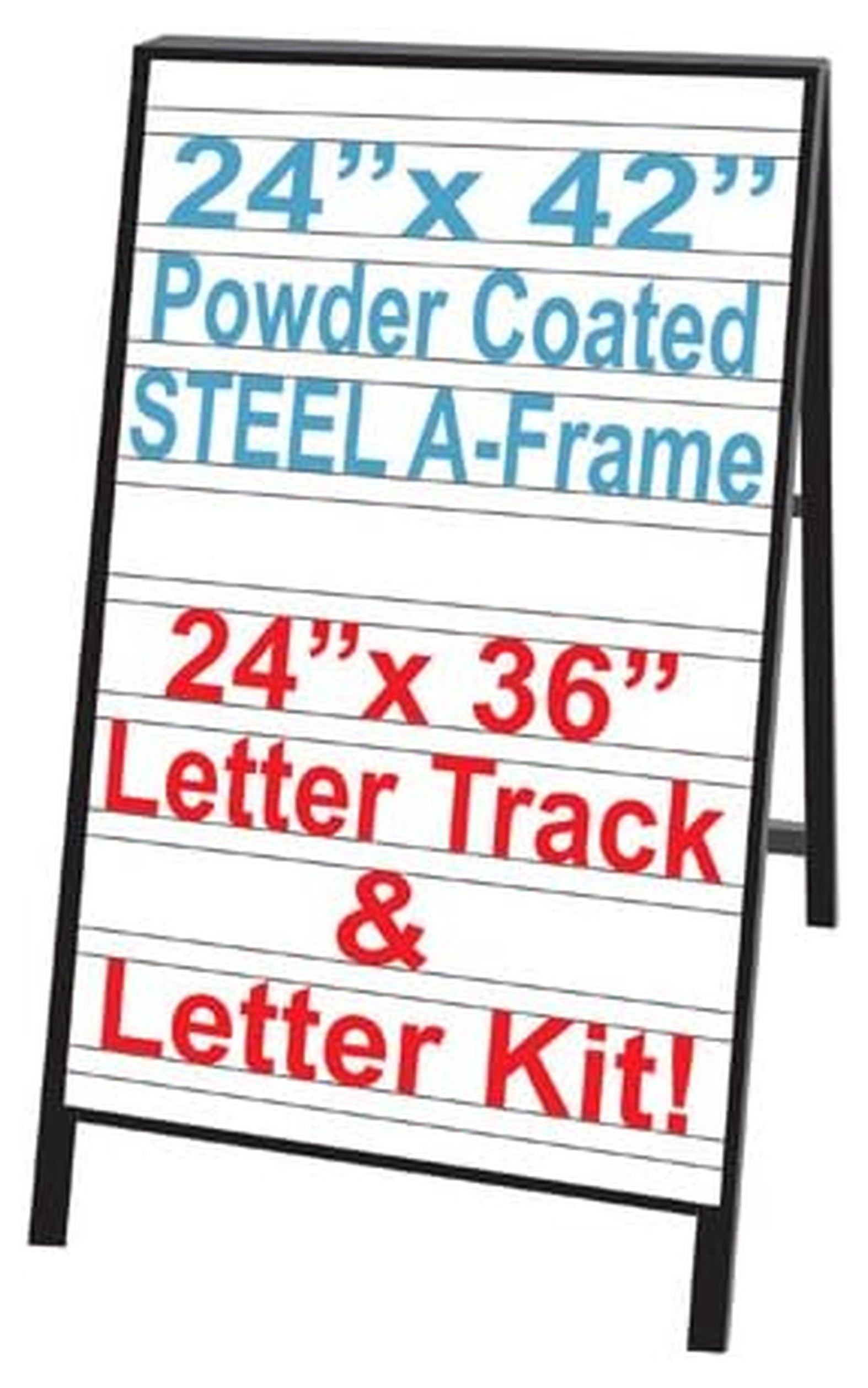 24" x 42" Black Powder Coated Steel Sidewalk Sandwich Board A-frame ...