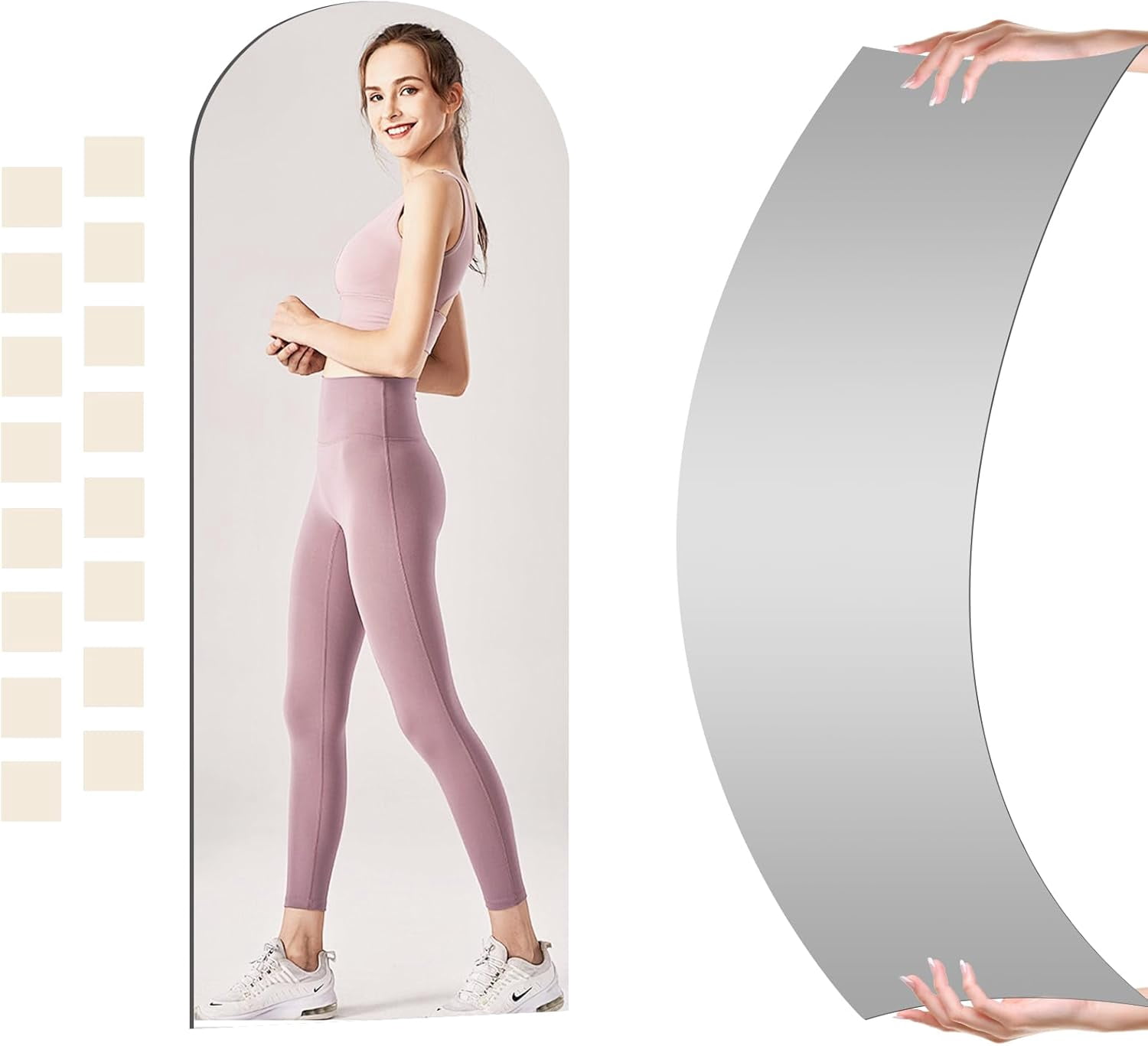 24" x 65" Arched Full Length Mirror Acrylic Full Body Mirror Frameless ...