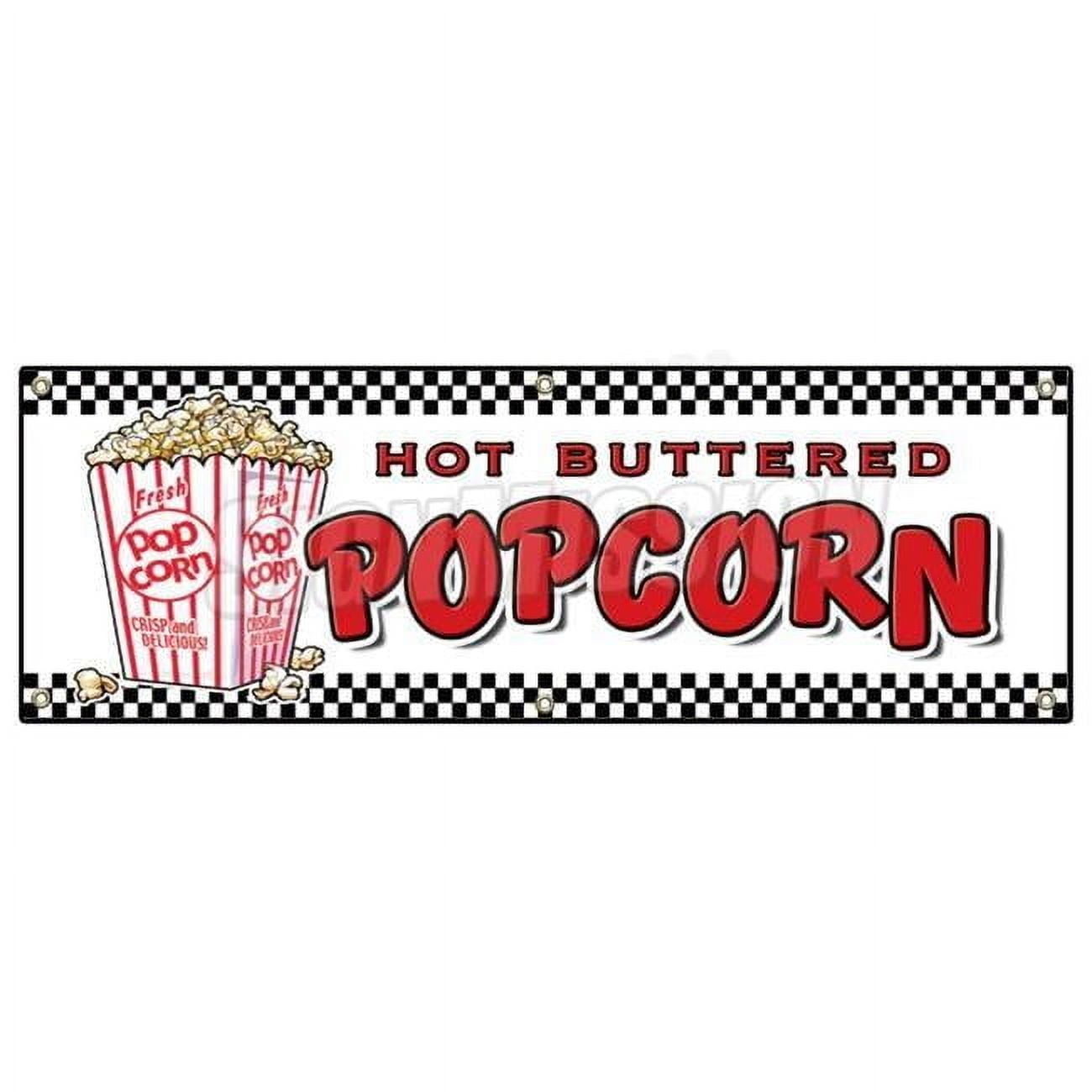 24 x 72 in. Banner Sign - Popcorn - Stand Cart Concession Signs Kettle ...