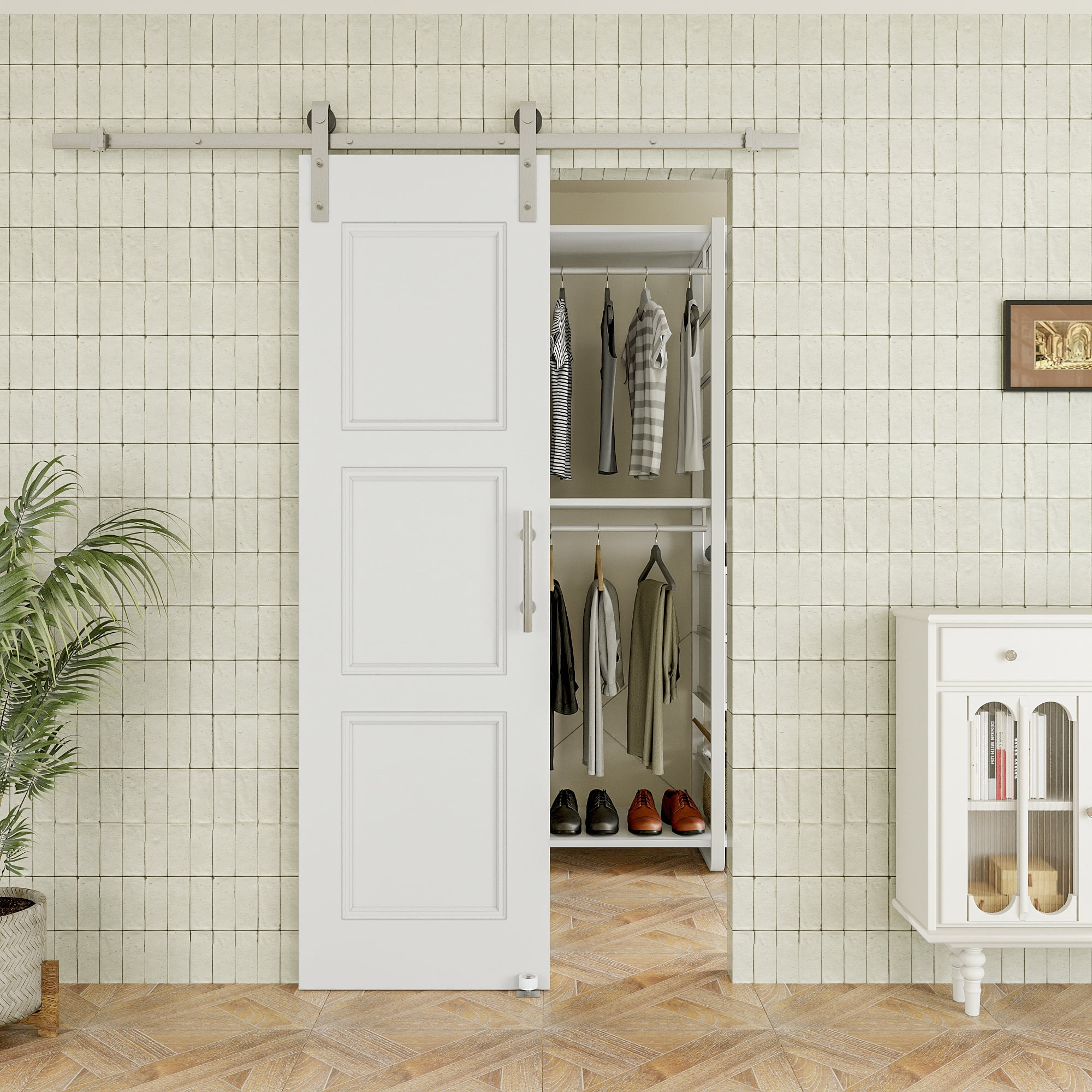 24" x 80" 3-Lite Waterproof White Primed Solid Core Composite MDF Wood ...