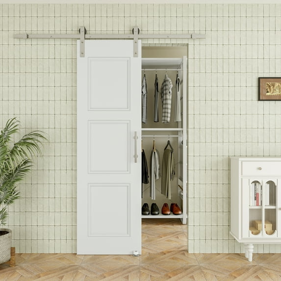 24" x 80" 3-Lite Waterproof White Primed Solid Core Composite MDF Wood ...