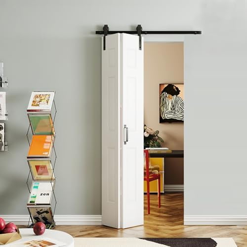 24" x 84" Bi-Folding Barn Door, 6-Panel with Sliding Hardware Kit Set ...