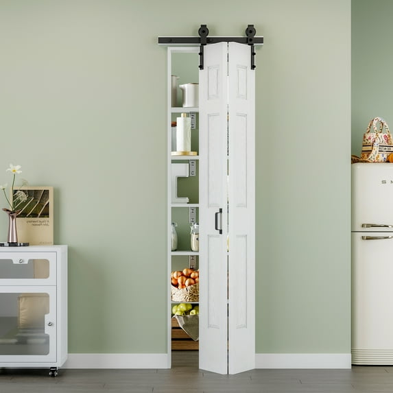 24'' x 84'' Molded Bifold Barn Doors and Hardware Included, White ...