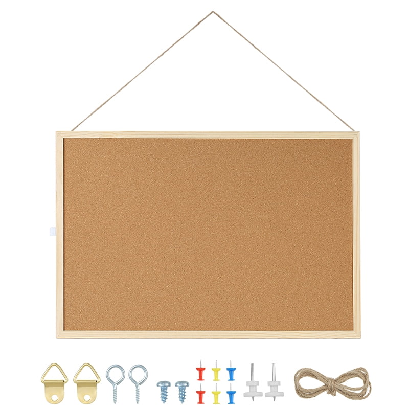 24"x15.7" Cork Bulletin Board Double Sided Photo Board for Walls ...