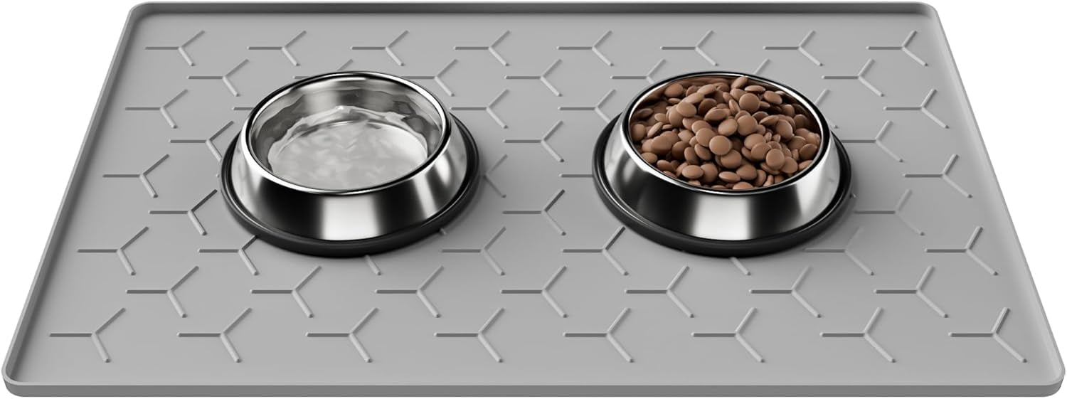 24''x16'' Dog Cat Food Bowl Mat, Silicone Waterproof Food Grade Pet ...