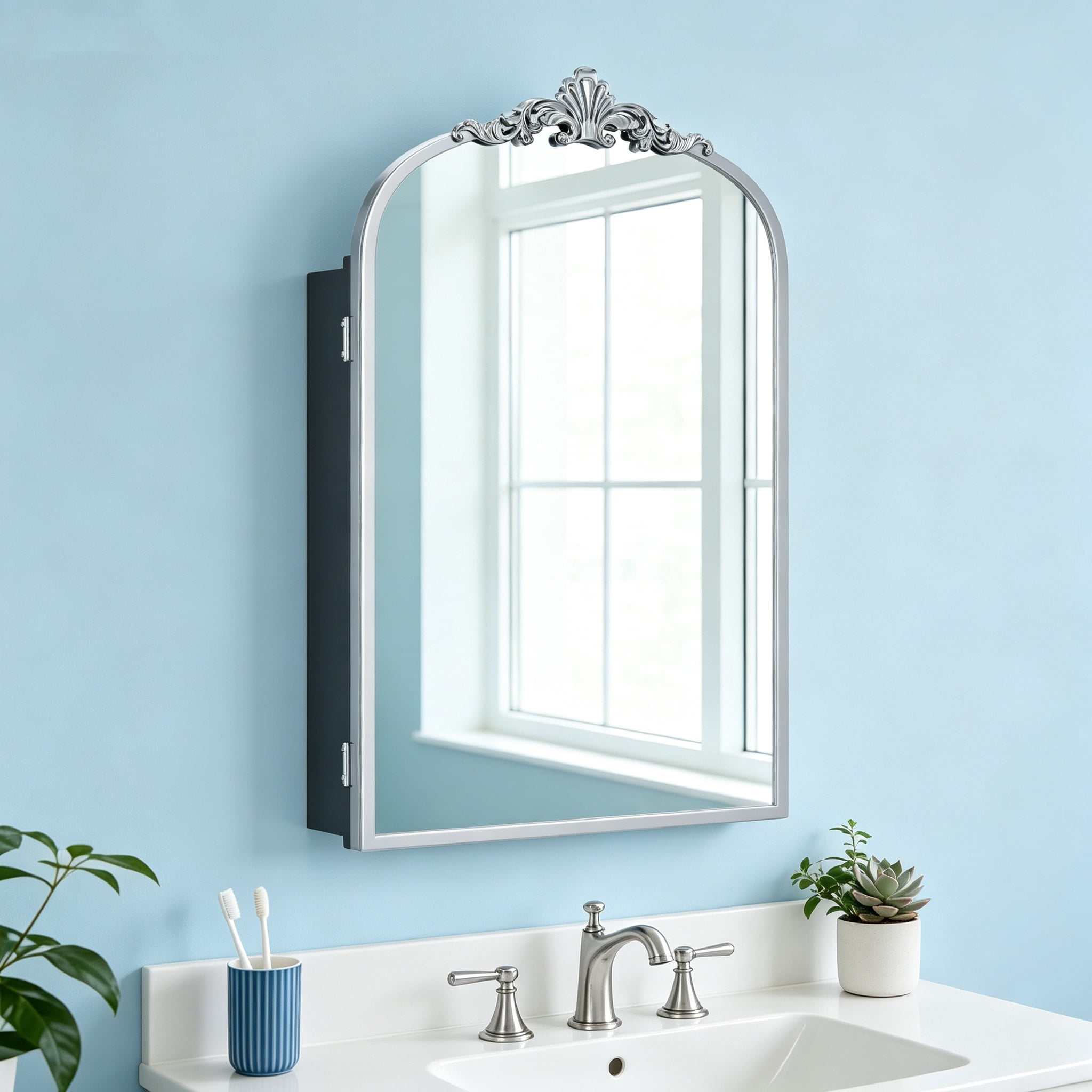24"x16" Recessed or Surface Mount Medicine Cabinet Mirror with Vintage ...