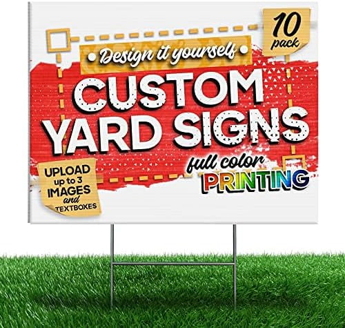 24"x18" Custom Yard Signs with Metal Stakes (10-Pack), Design-Your-Own ...