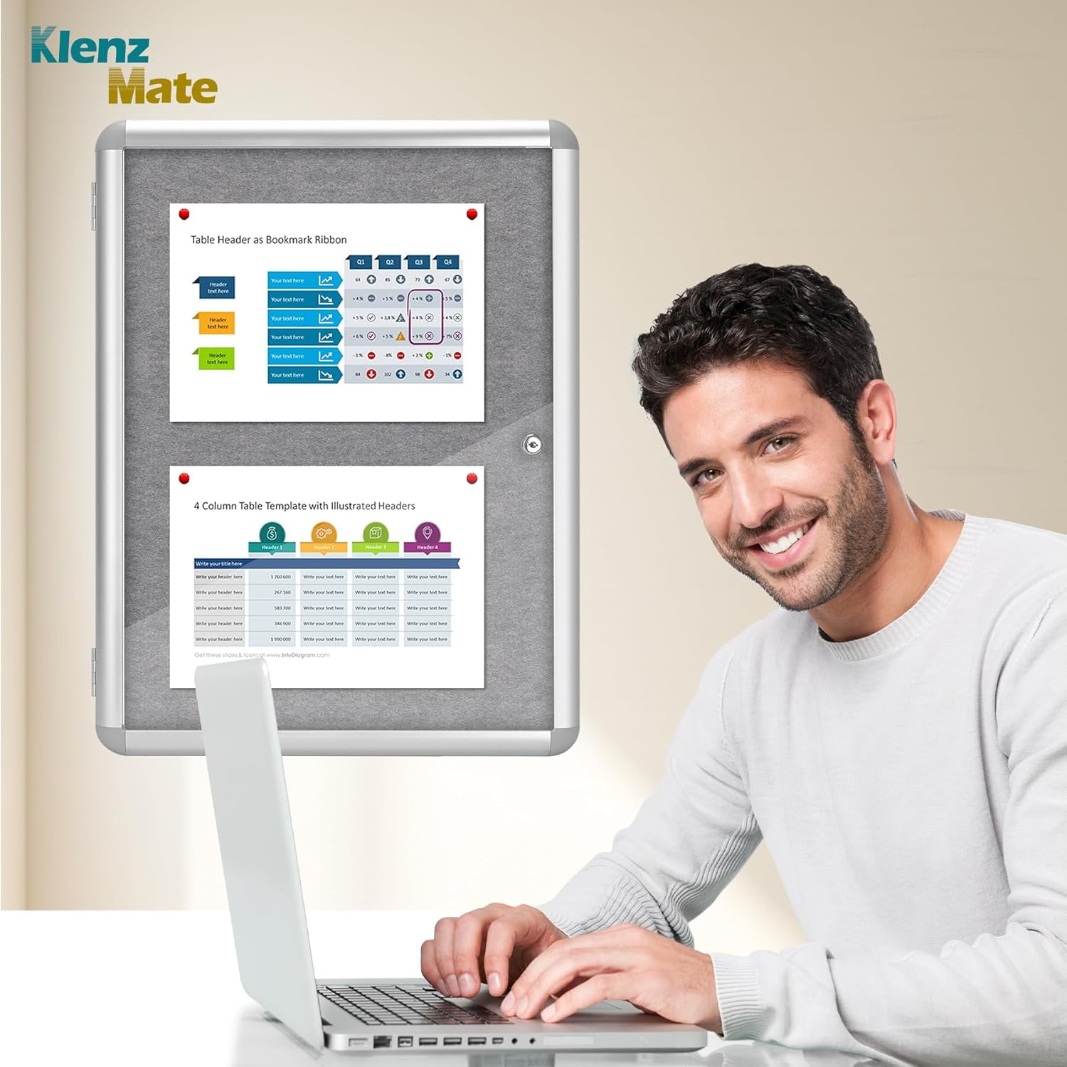 24"x18" Enclosed Cork Bulletin Board Tamper-Proof Dispaly Case,Grey Fabric&Aluminium Frame ...