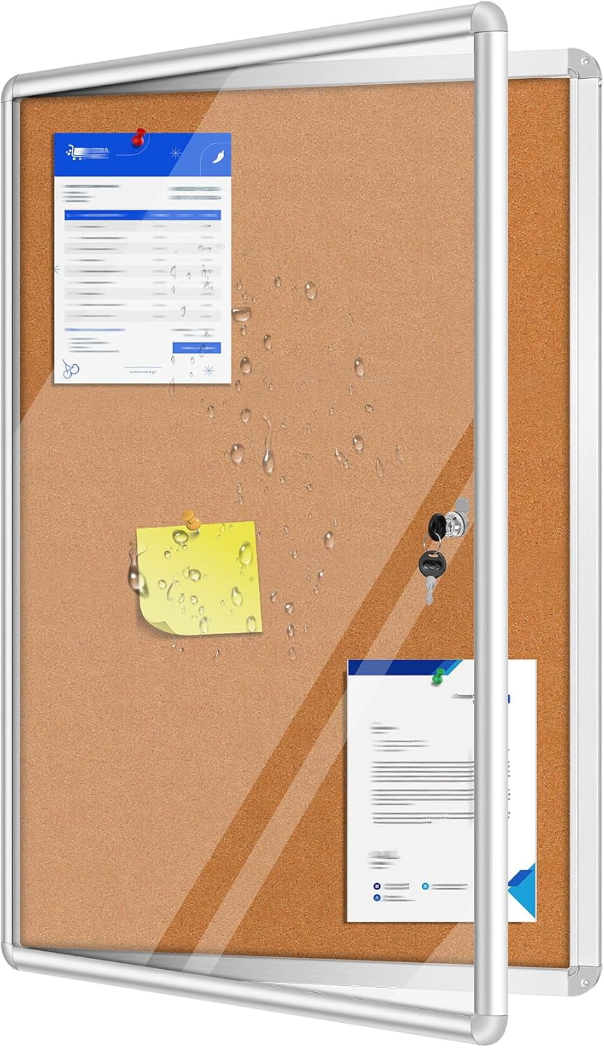 24"x18" Enclosed Cork Bulletin Board Tamper-Proof Display Case ...