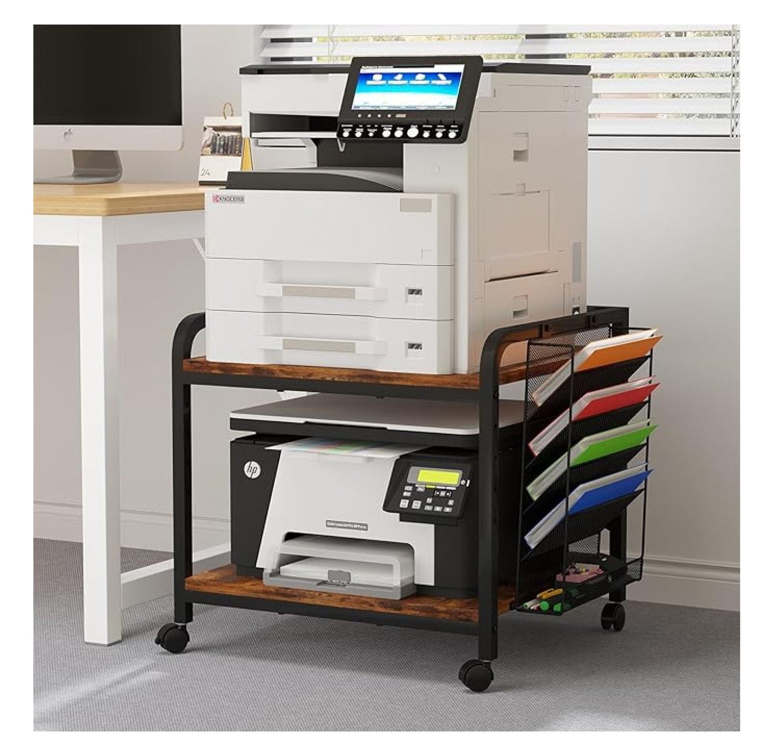 24"x20" Large Printer Stand with Hanging File Holder Organizer ...