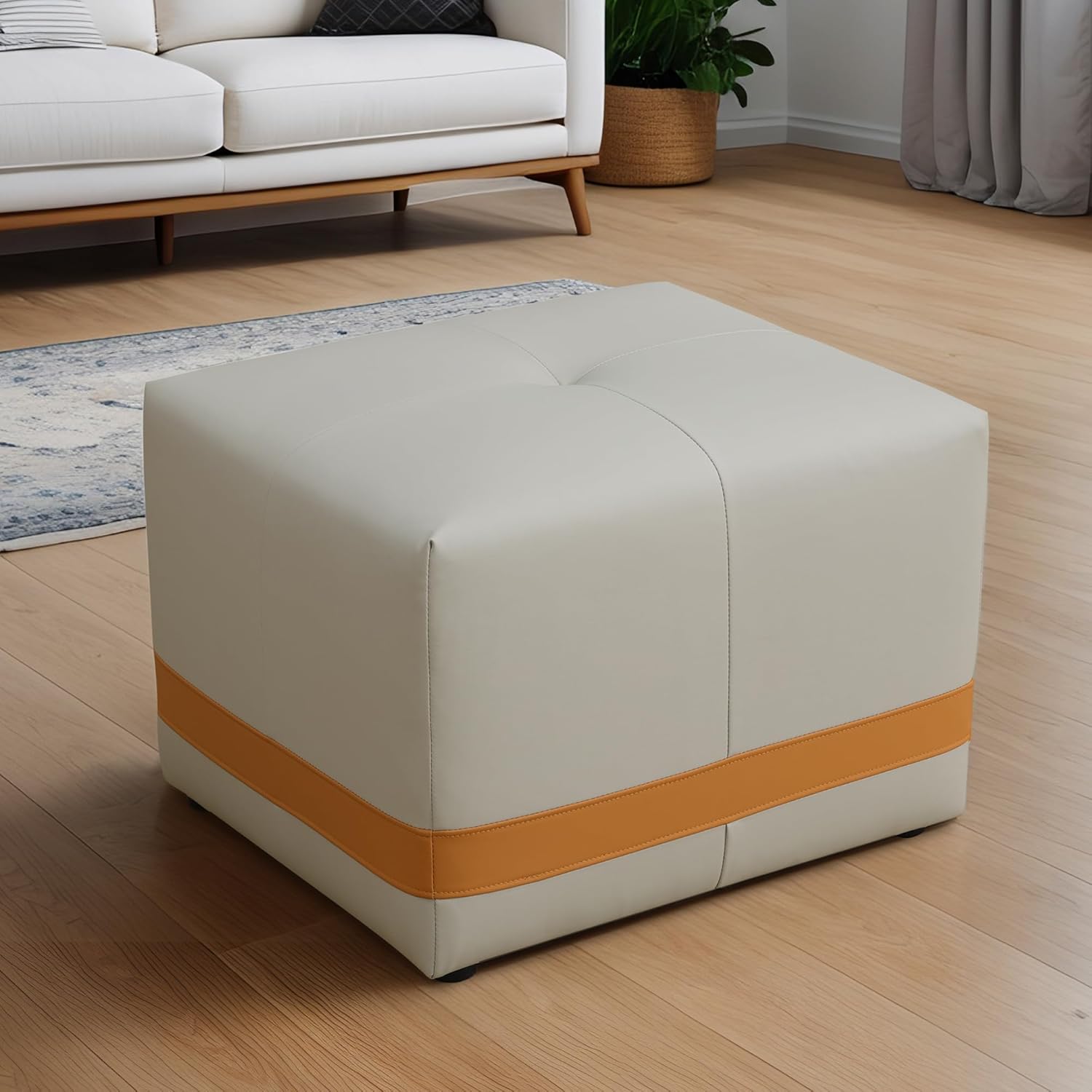 24"x20"x18" Cat-Scratch Faux Leather Ottoman - Walmart.com